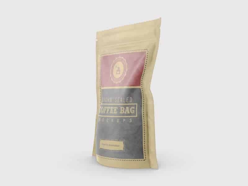 Brown Sealed Coffee Bag Mockups | Template Mockup